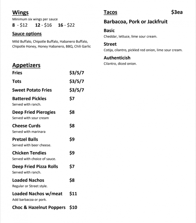 Food Menu - The Franklin House - Great Burgers & Beers in Valparaiso ...